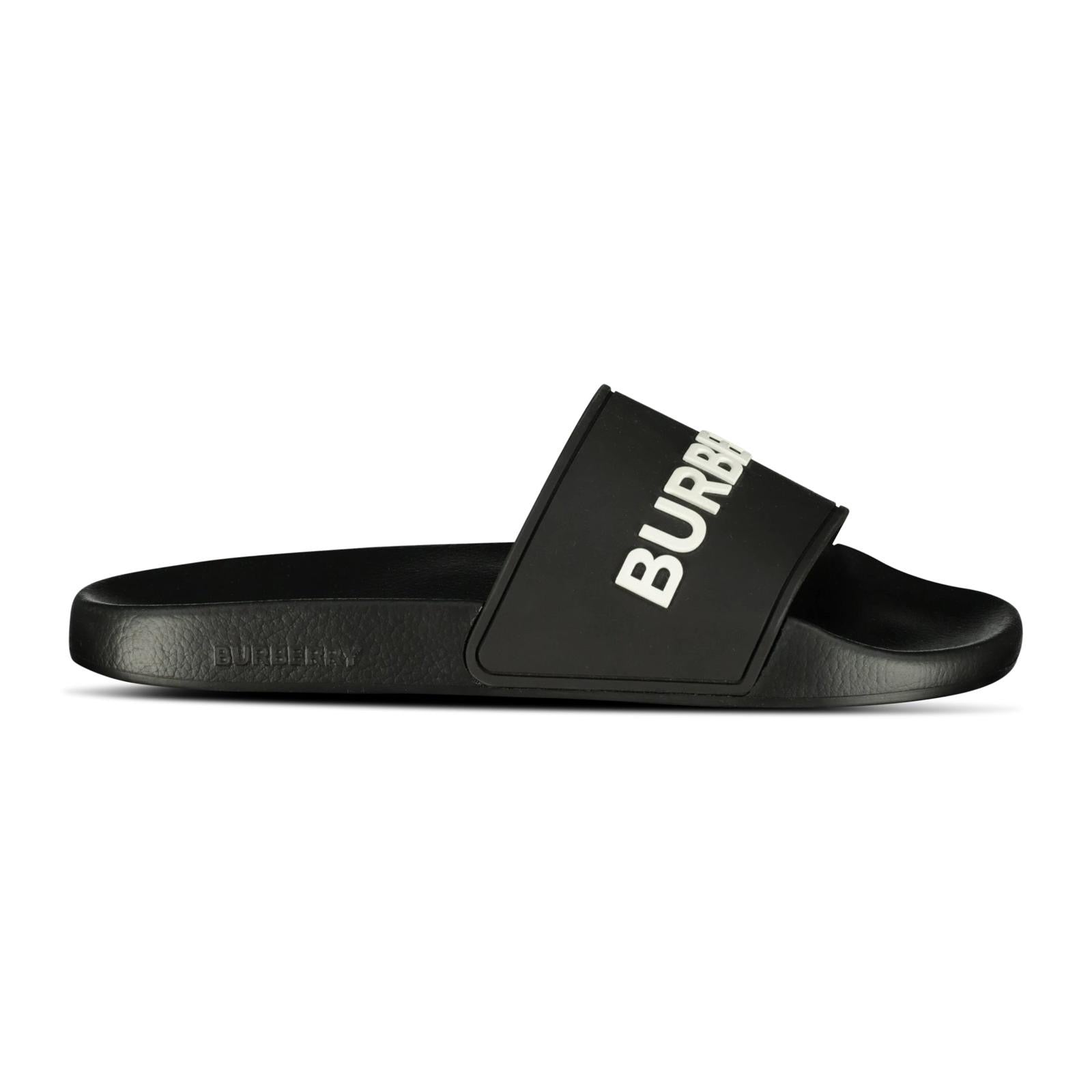 Burberry Logo Tech Furley Sliders Black – AffluentAttire